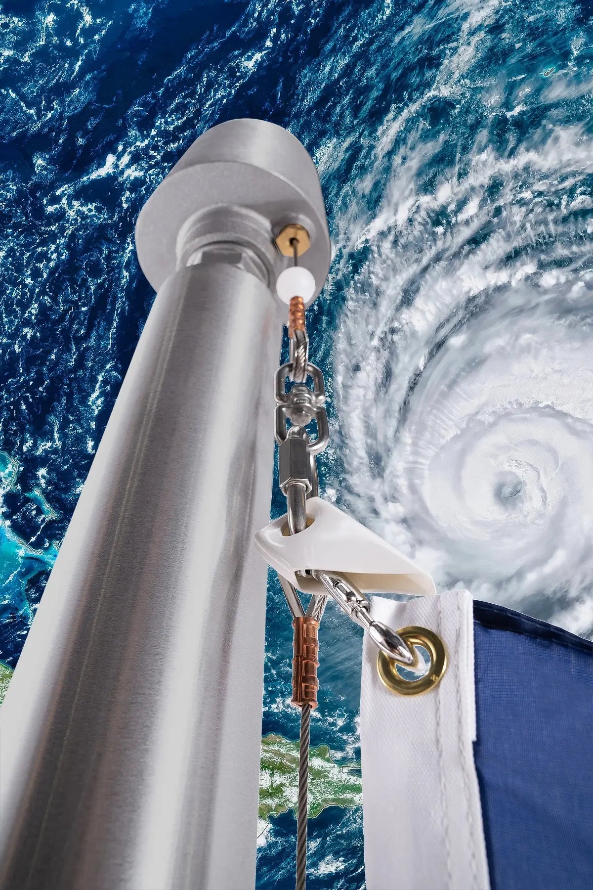 20 ft. Commercial Flagpole with Internal Cable Halyard Rated at 208 mph ...